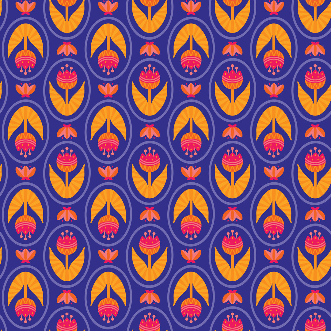 Blooming Garden by the 1/4 Yard - Blue Tulip Love – The Wild Hare ...