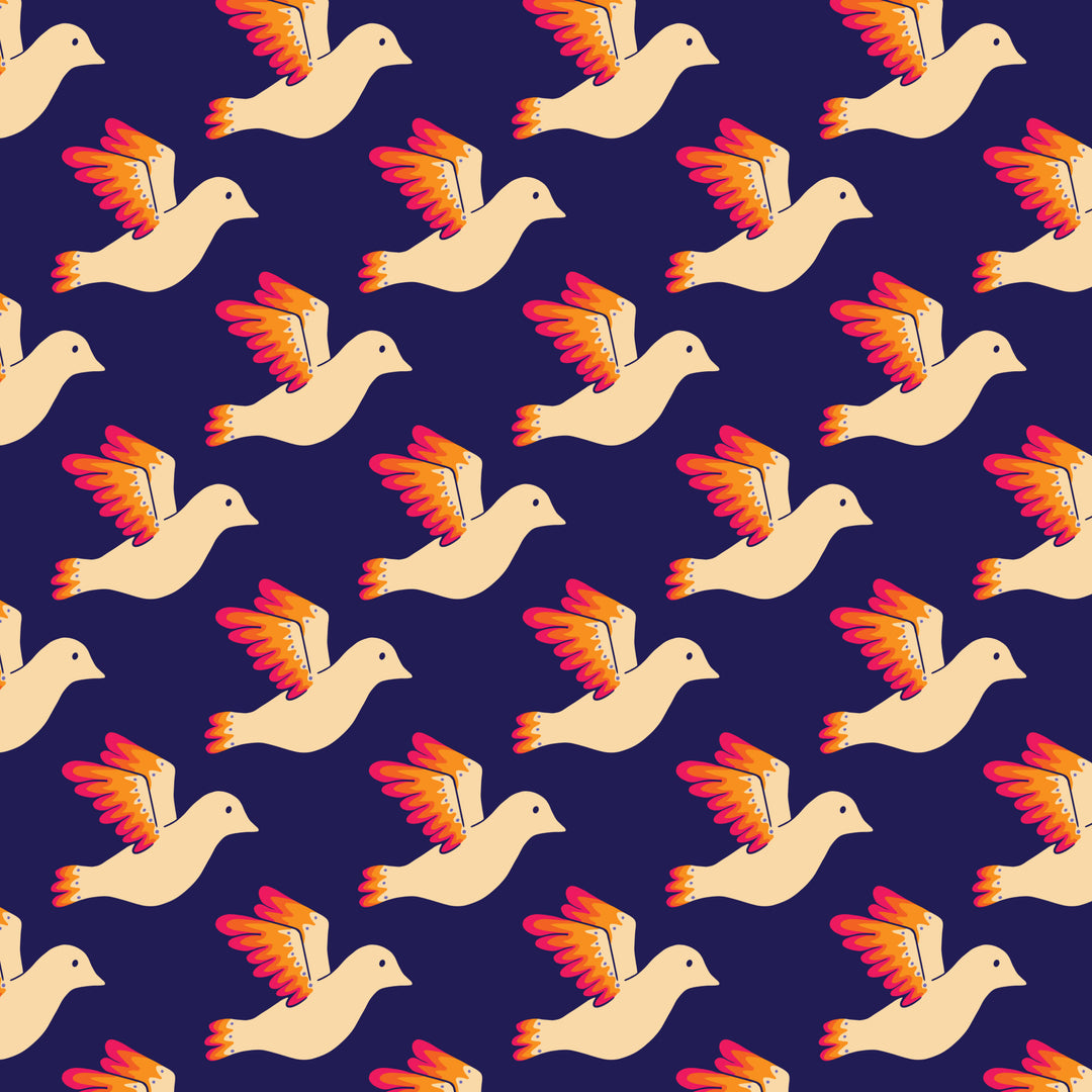 Blooming Garden by the 1/4 Yard - Navy Birdies – The Wild Hare Haberdashery
