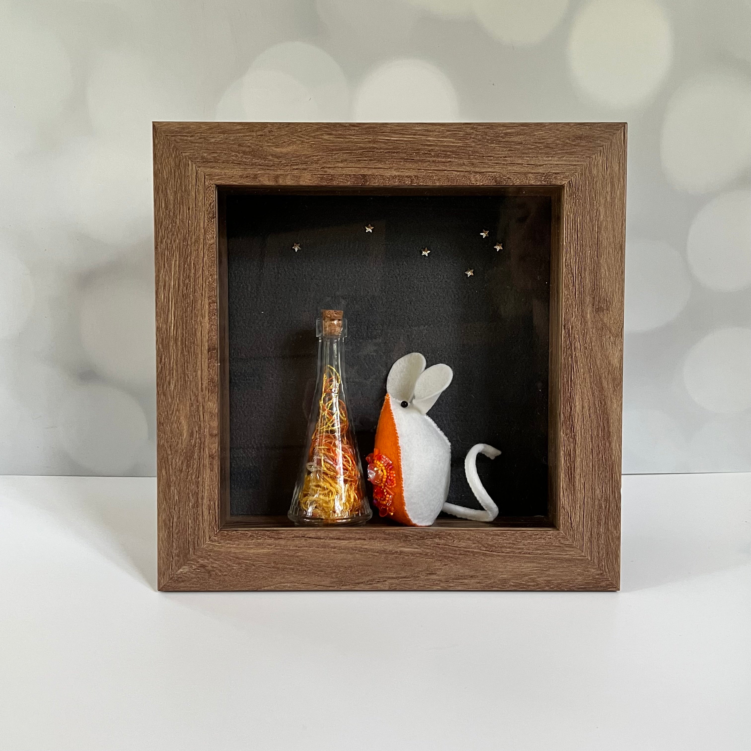 Orange Magpie Mouse Shadowbox – The Wild Hare Haberdashery