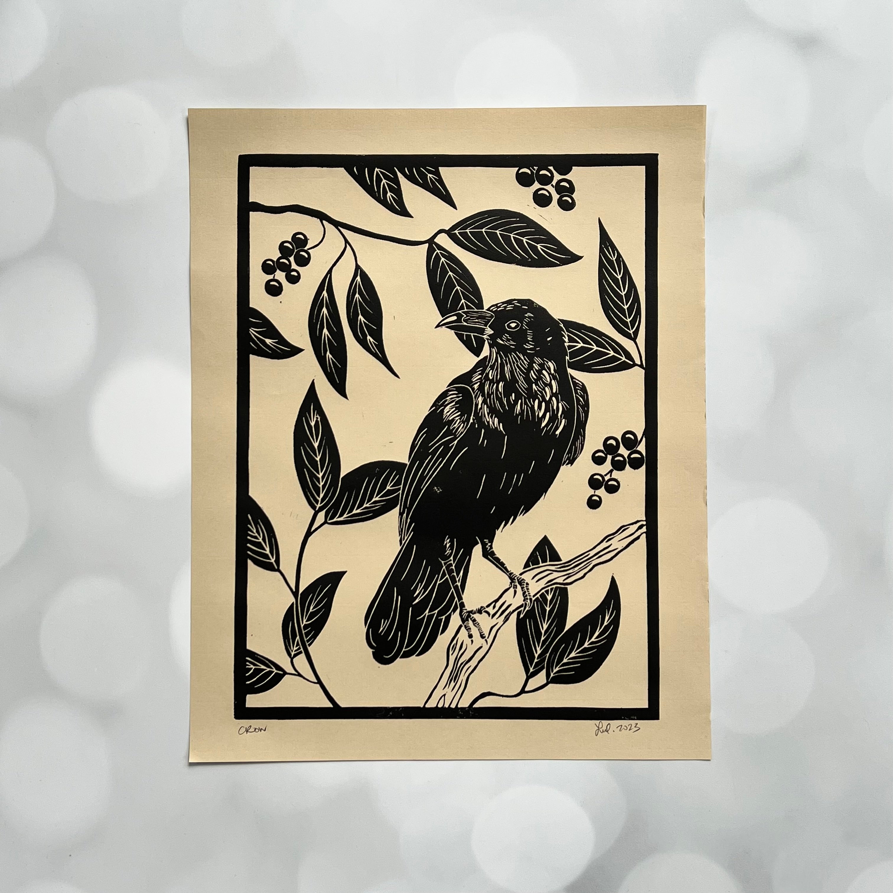 Crow Lino Print – The Wild Hare Haberdashery