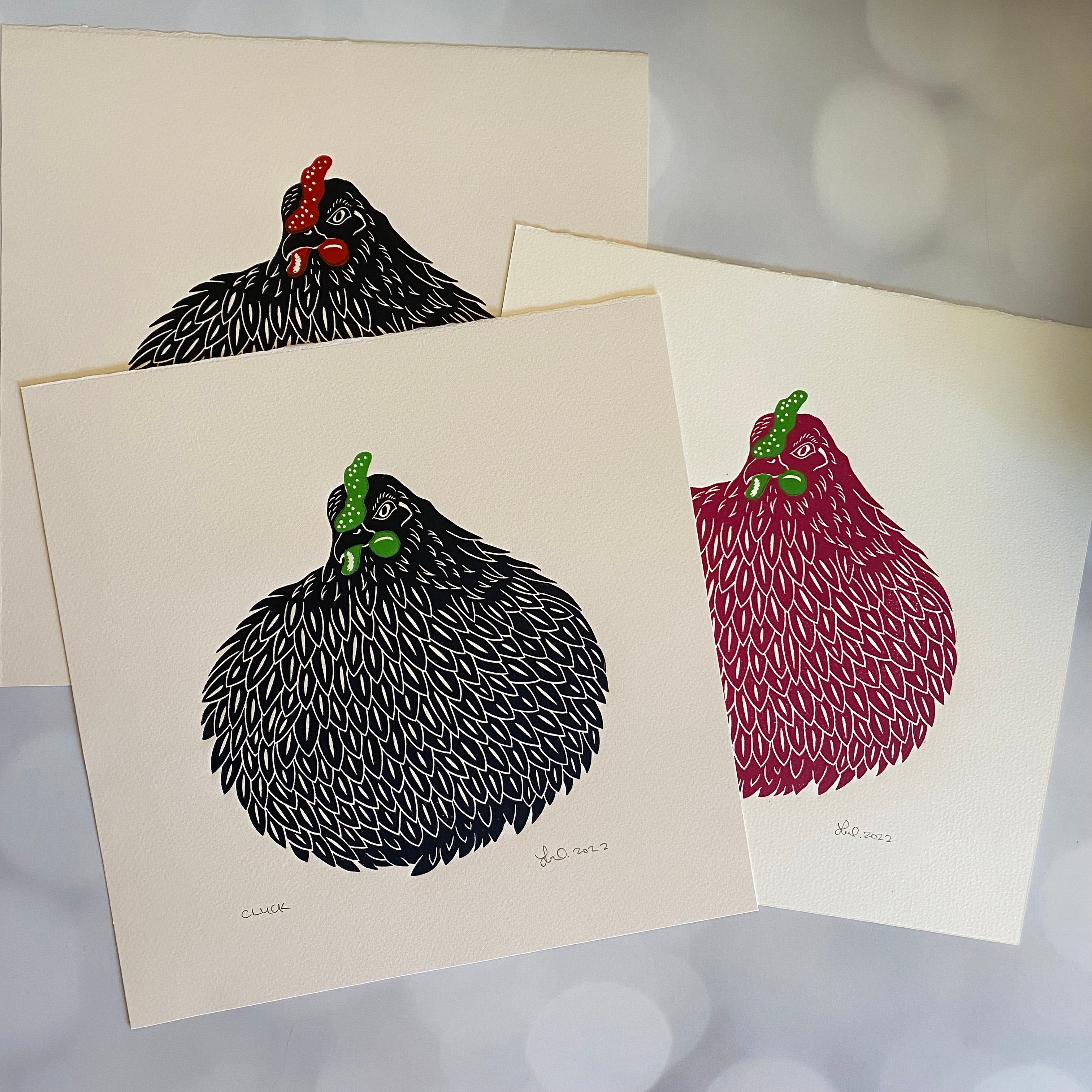 Cluck Lino Print – The Wild Hare Haberdashery